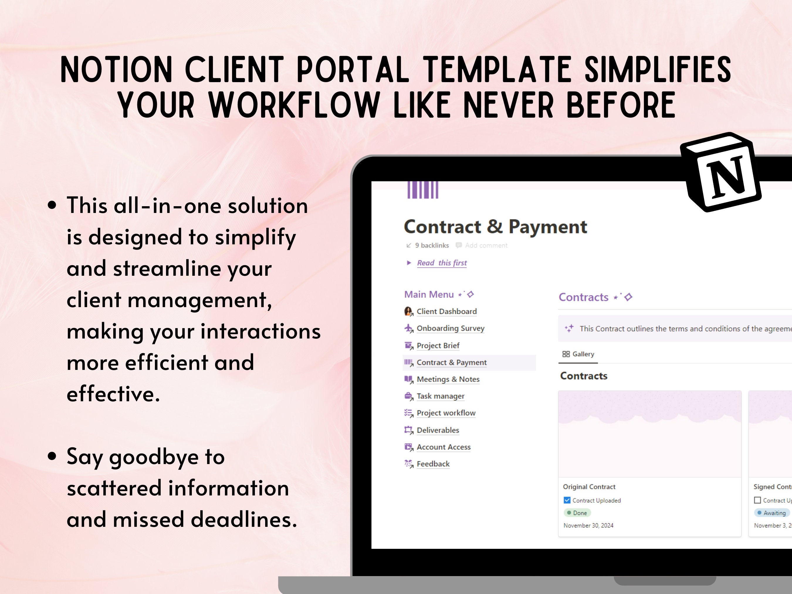 Notion Template Client Portal, Client Dashboard Project Tracker, Client ...