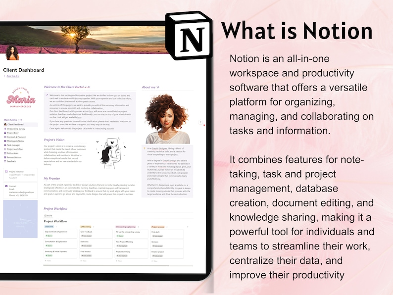 Notion Template Client Portal, Client Dashboard Project Tracker, Client ...