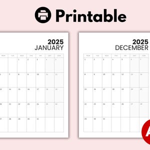 2025 Printable Monthly Calendar A4 A3 US Letter, Digital Download ...