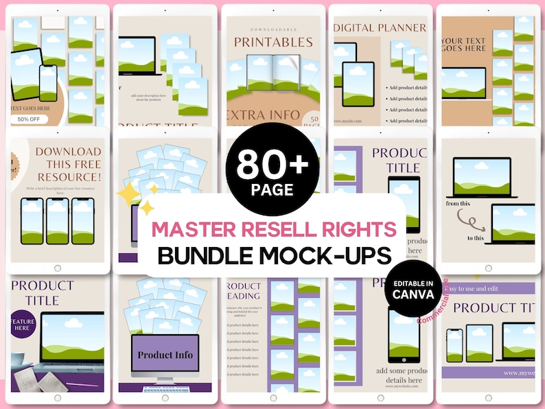 MRR Resell Mockups for Printables Sold on ETSY, Canva Mockup Templates ...