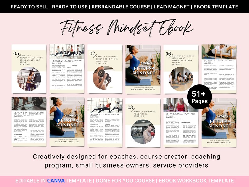 Done for You Fitness Mindset Ebook Workbook, Editable in Canva Template ...