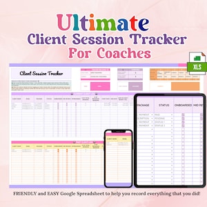 Client Session Tracker Google Spreadsheet for Coaches, Coaching Tracker ...