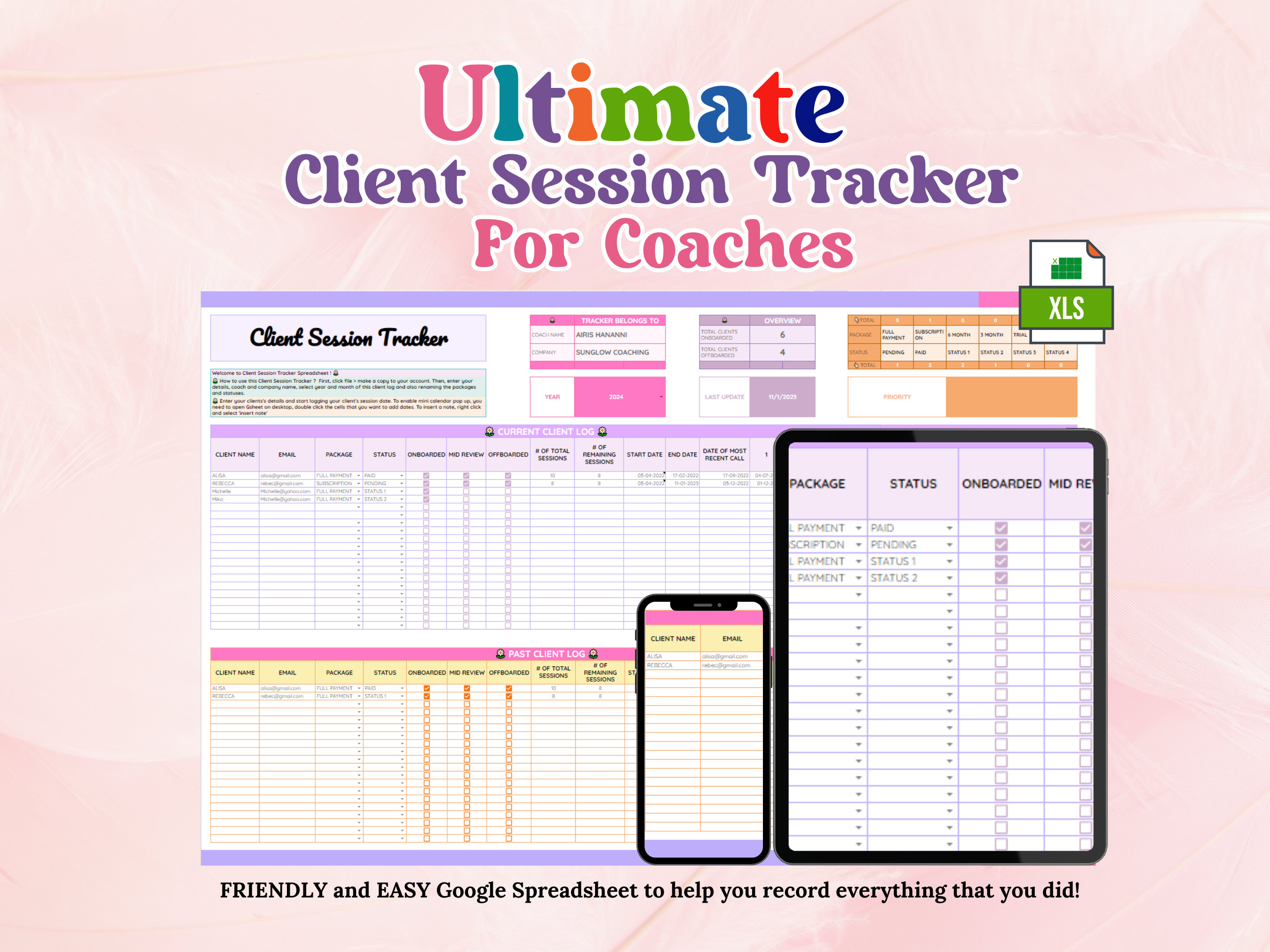 Client Session Tracker Google Spreadsheet for Coaches, Coaching Tracker ...