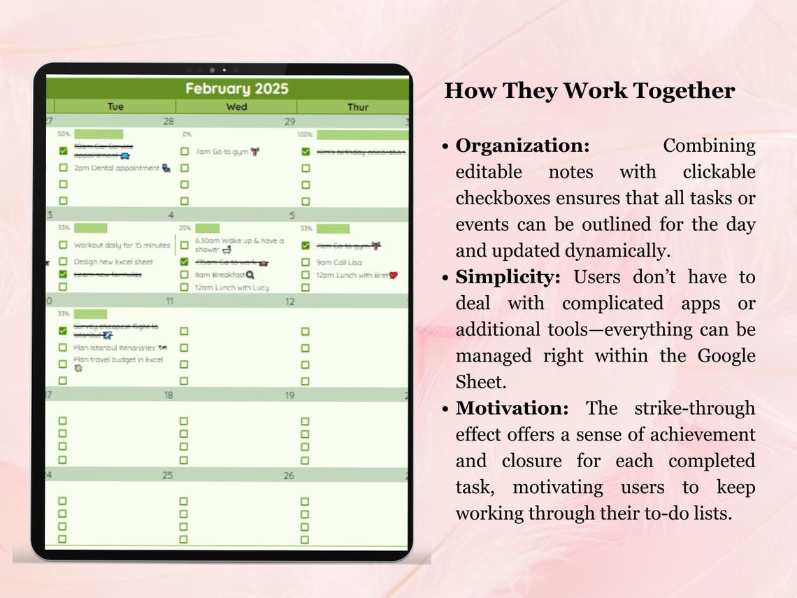 2025 Editable Monthly Calendar, Digital Google Sheets Planner,reusable ...