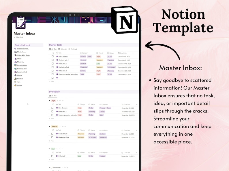 Notion Business Planner, Notion Digital Business Template for Business ...