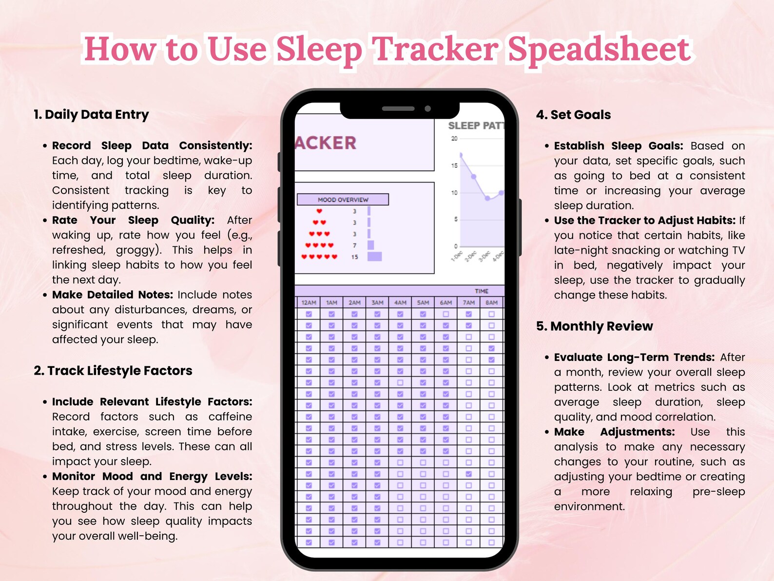 Printable Sleep Journal, Sleep Tracker, Mood Tracker, Sleep Log, Sleep Spreadsheet, Sleep ...