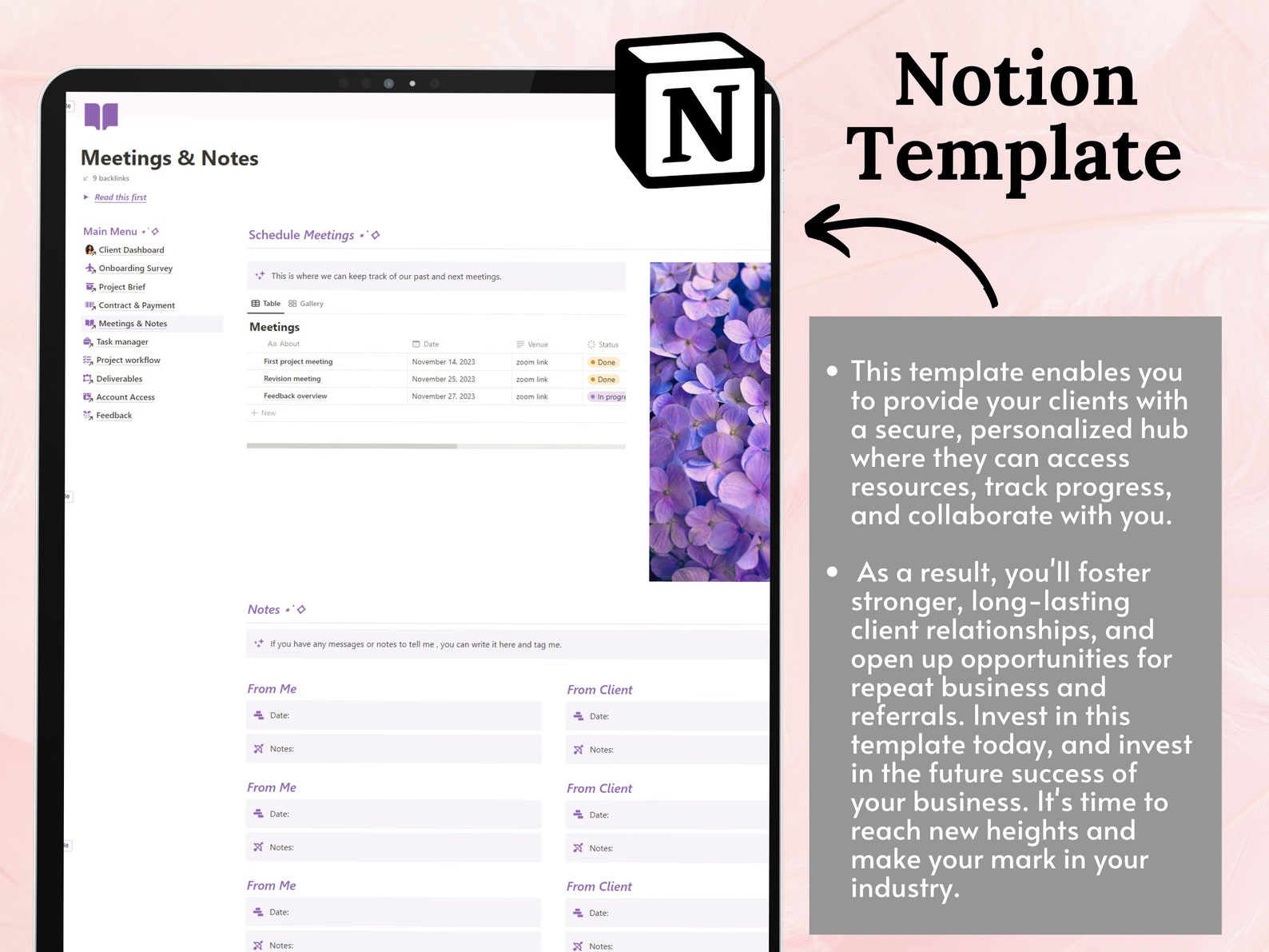 Notion Template Client Portal, Client Dashboard Project Tracker, Client ...