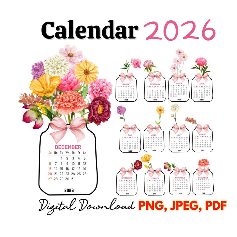 Bouquet Calendar 2026 - Etsy UK