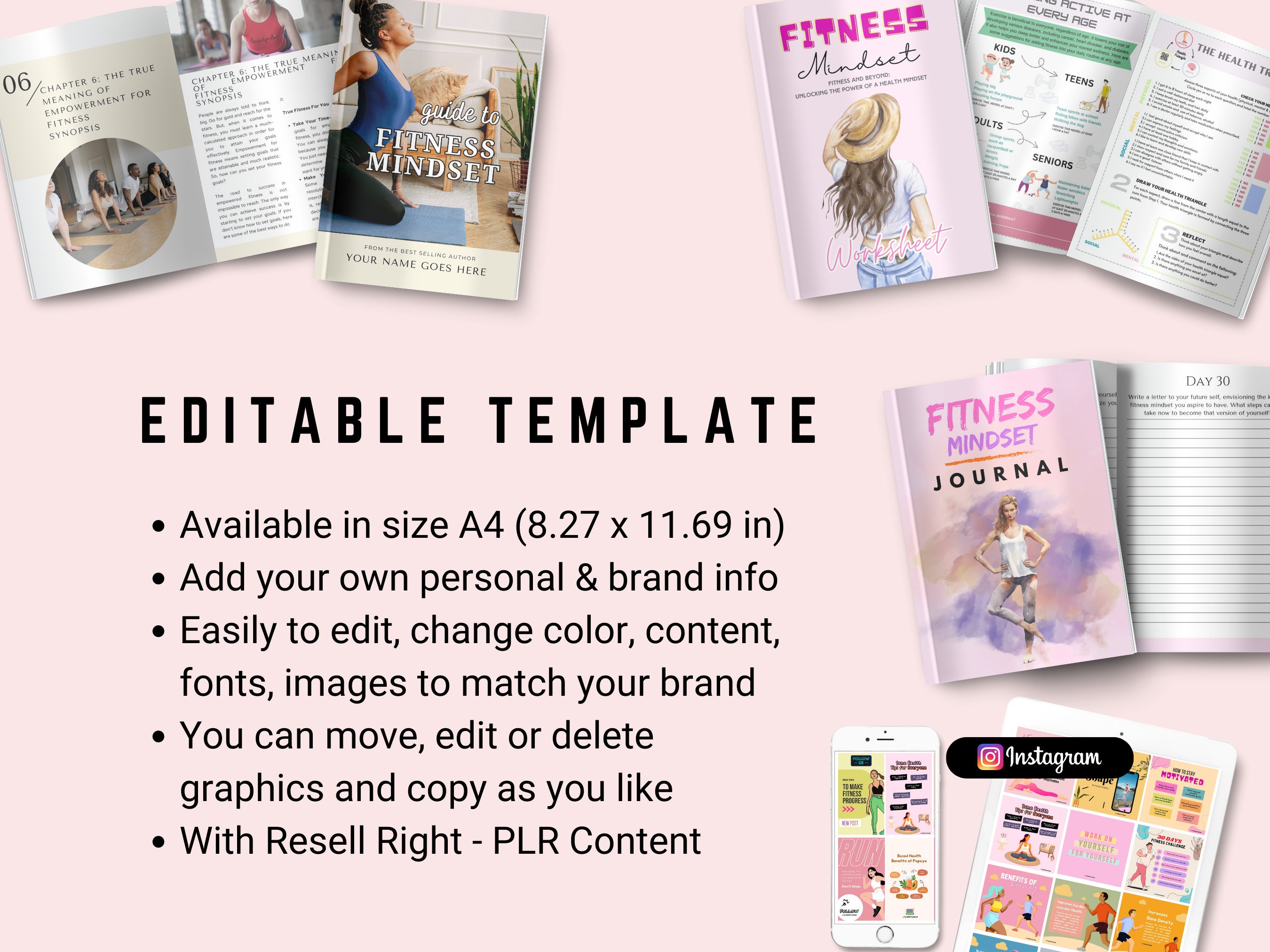 Done for You Fitness Mindset Ebook Workbook, Editable in Canva Template ...