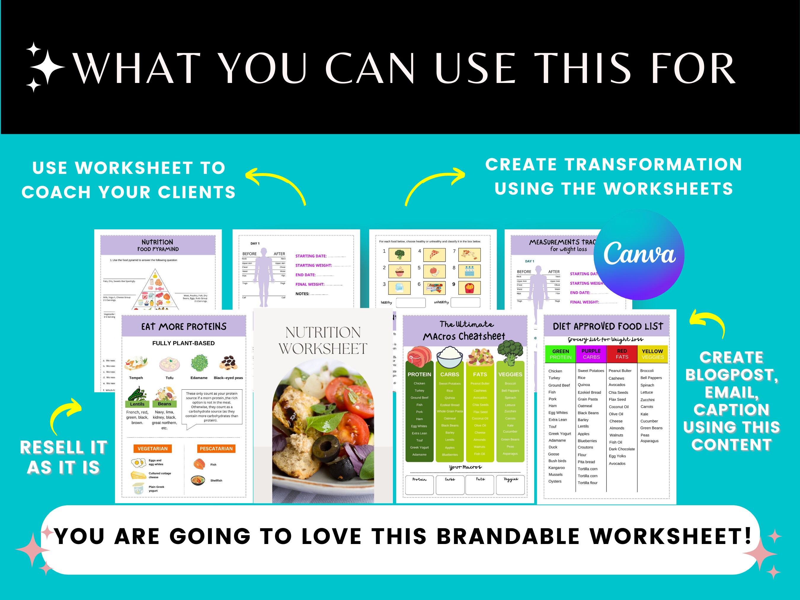 Weight Loss and Health Coach Worksheets, Exercise Plans & Nutrition ...