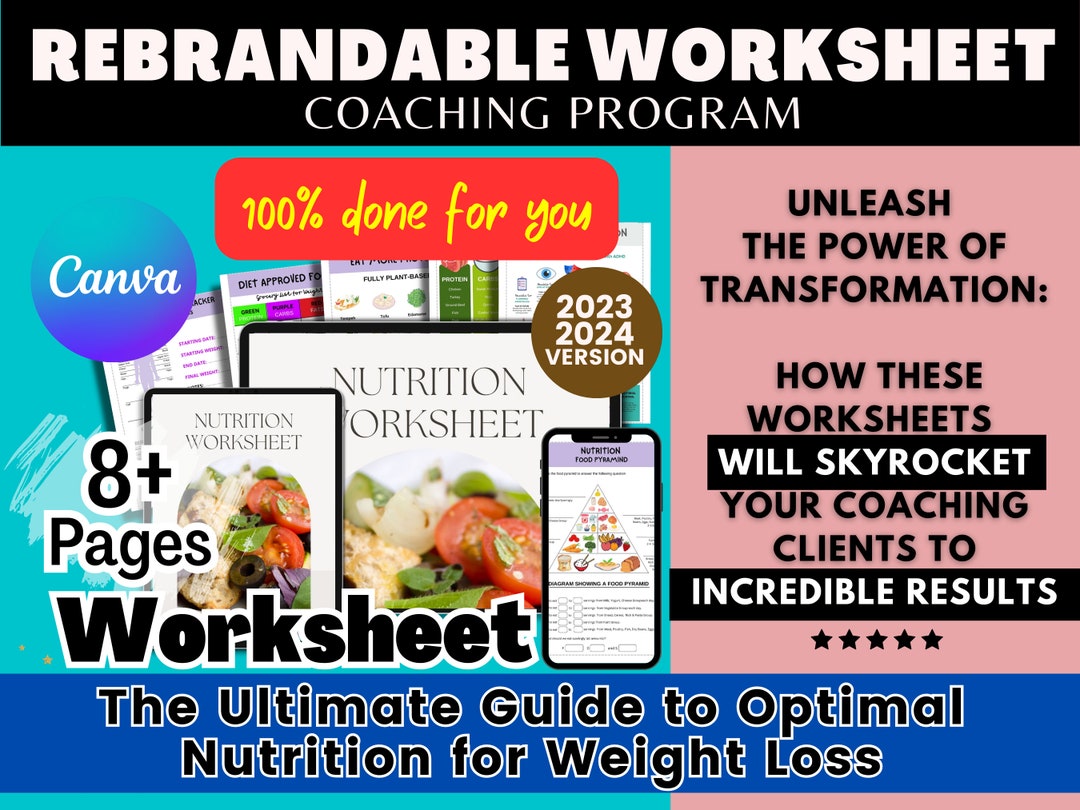 Weight Loss and Health Coach Worksheets, Exercise Plans & Nutrition ...
