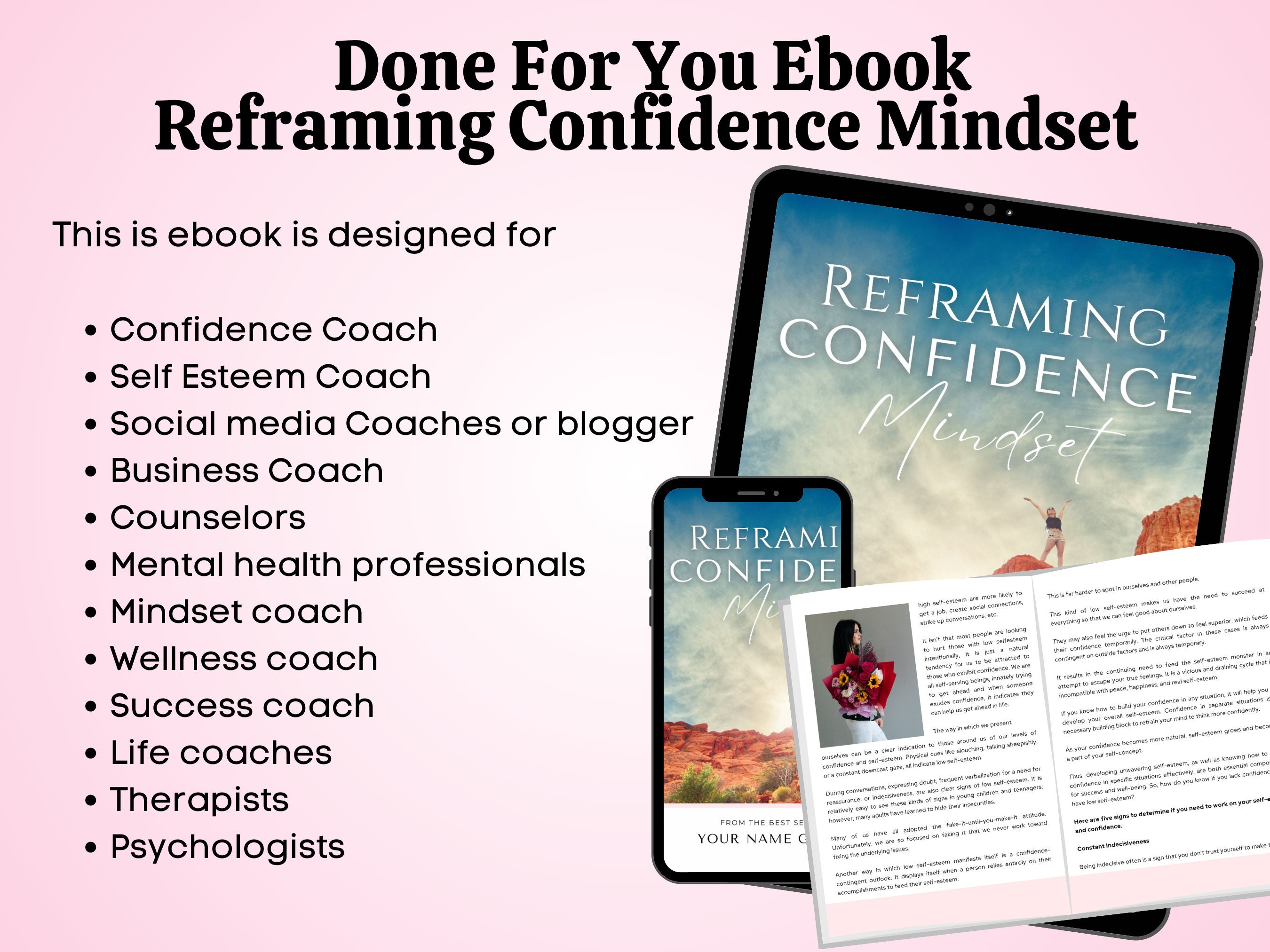Ebook Reframe Confidence Mindset Done for You & PLR Guide Life Coach ...