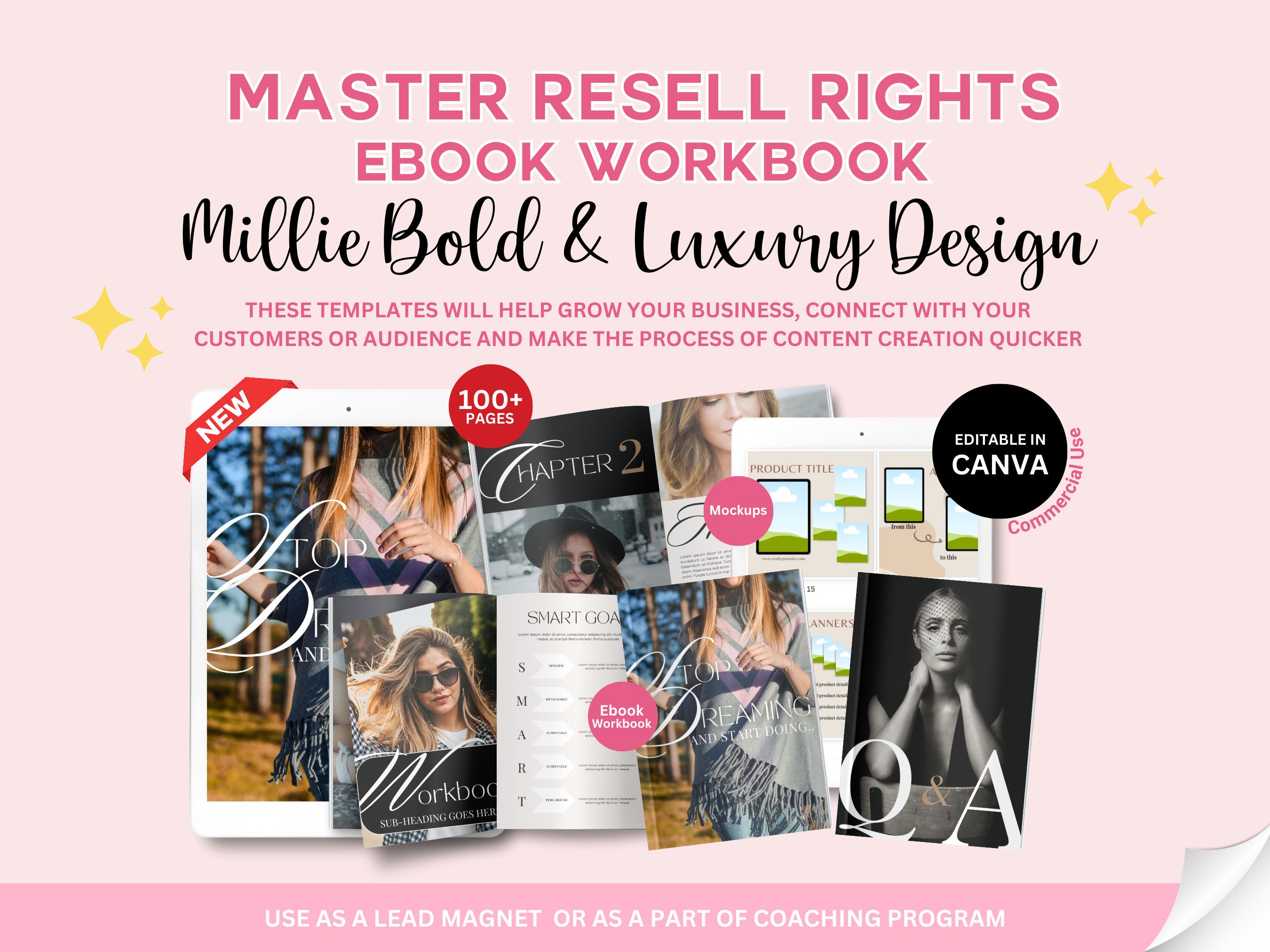 Millie Bold and Luxury Canva Template Design Ebook Workbook With MRR ...