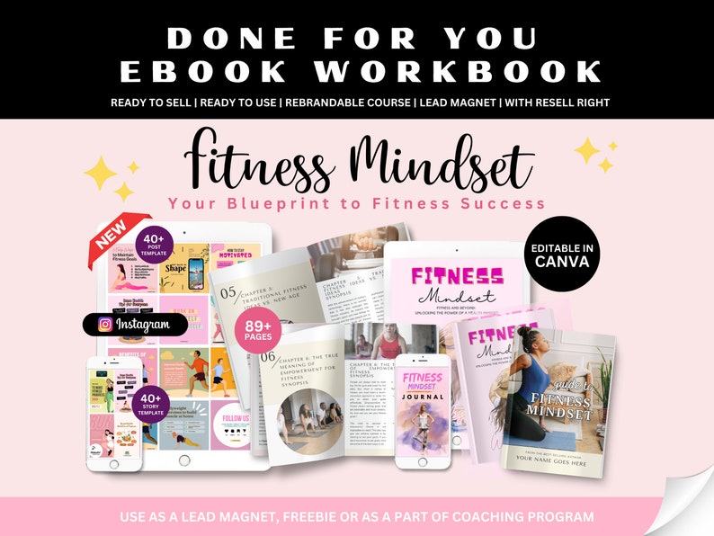 Done for You Fitness Mindset Ebook Workbook, Editable in Canva Template ...