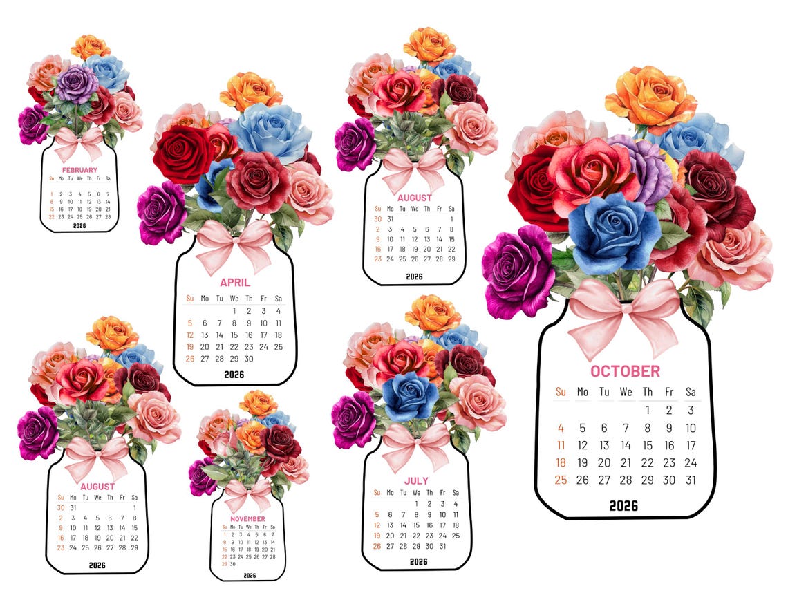 2026 Floral Desk Calendar, Printable Calendar, Desk Calendar,png JPEG ...