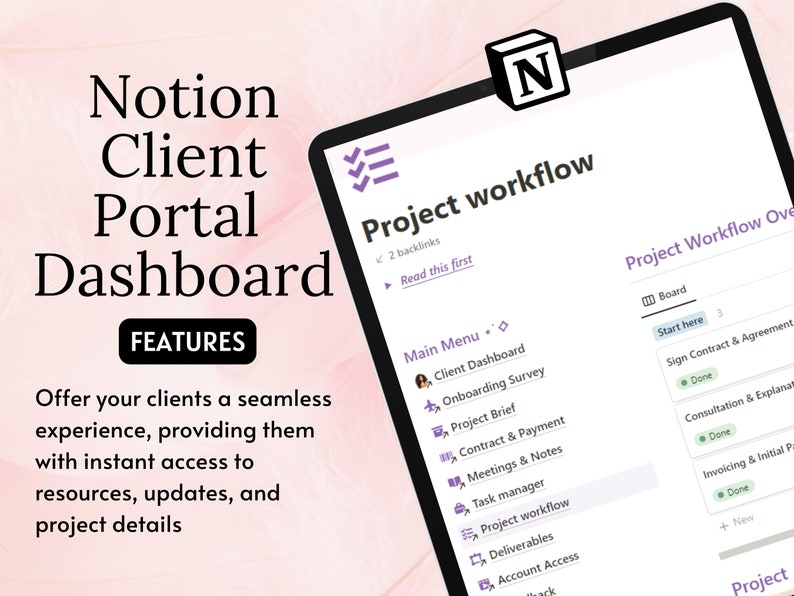 Notion Template Client Portal, Client Dashboard Project Tracker, Client ...