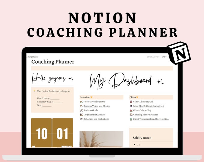 Notion Template - 2024 Dream Life Planner, Life Coaching Session in One, Vision Board, Digital ...