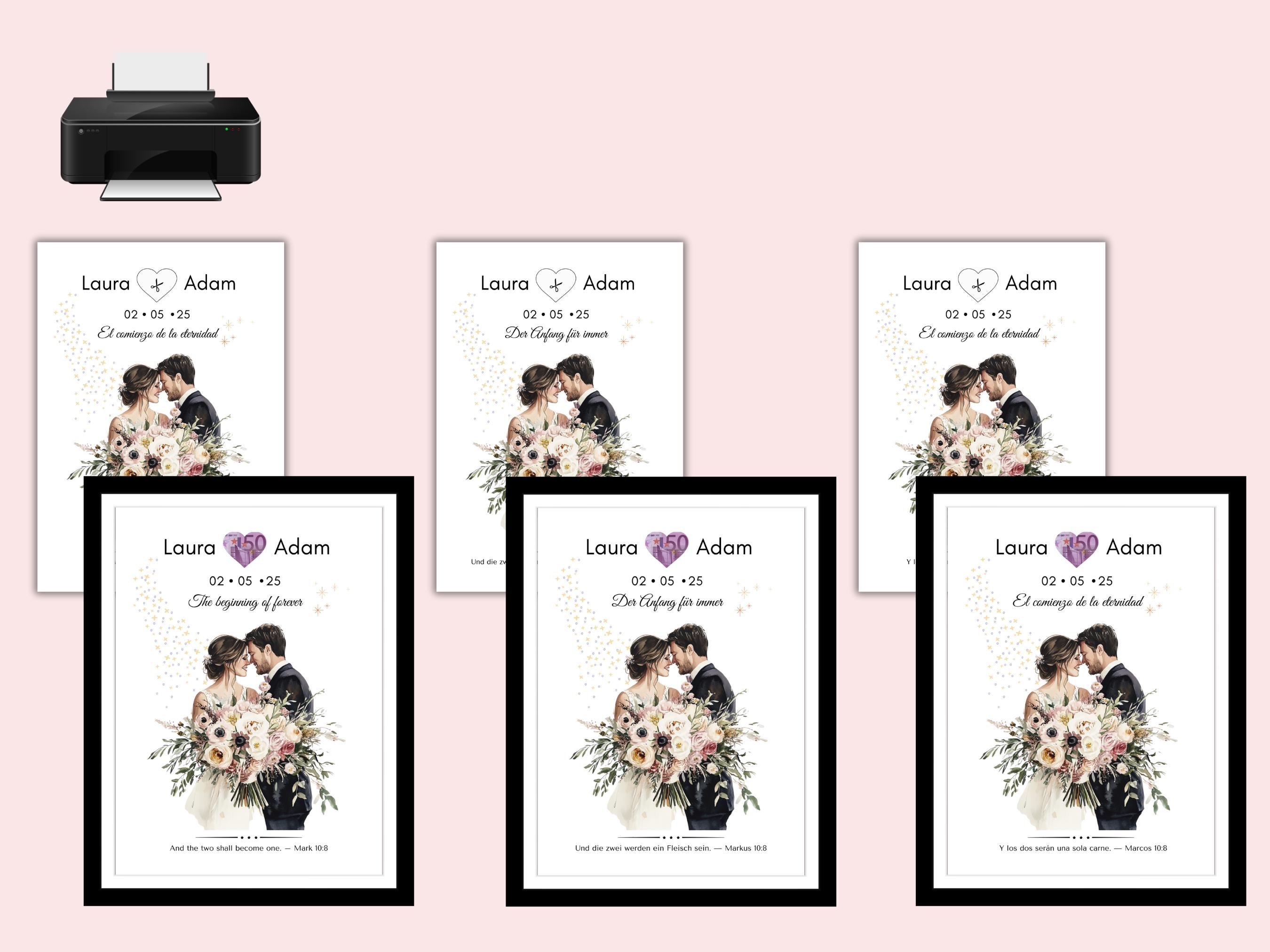 Editable Wedding Money Gift Template | A4 Printable Cash Gift Keepsake ...