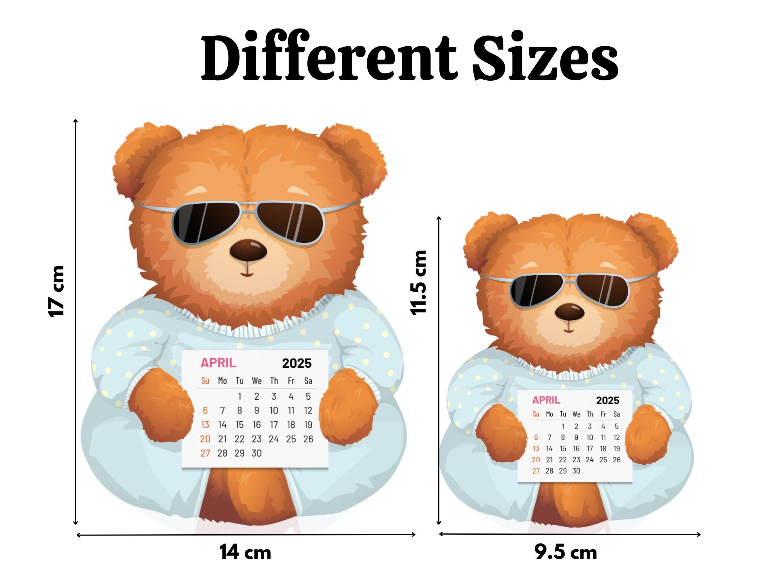 2025 Teddy Desk Calendar, Printable Calendar, Desk Calendar, PNG for ...