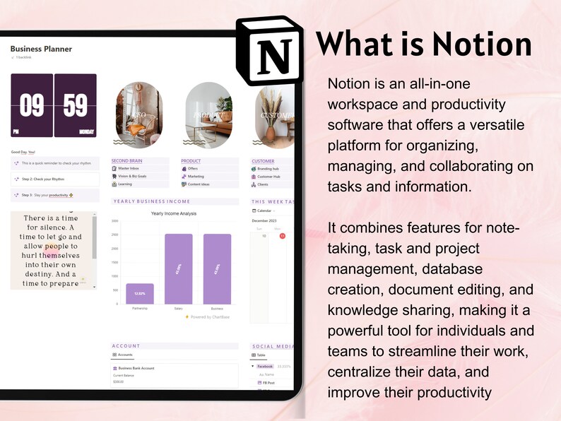 Notion Business Planner, Notion Digital Business Template for Business ...