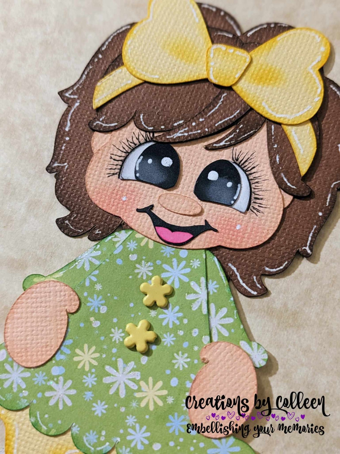 Premade Paper Piecing Little Girl Dress Kids Embellishment for ...