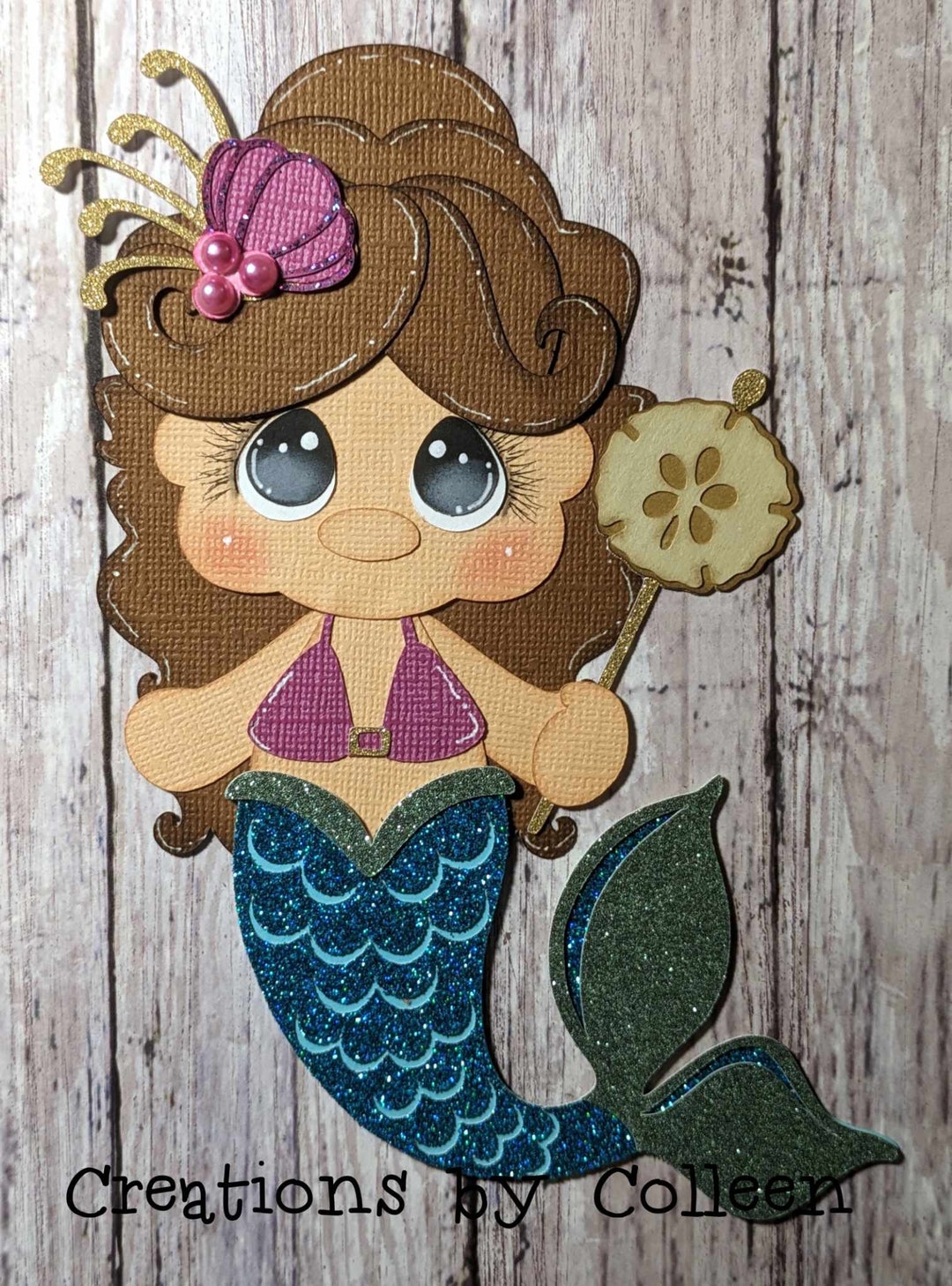 Premade Paper Piecing for Scrapbooks Girl Mermaid Princess Ocean Life ...