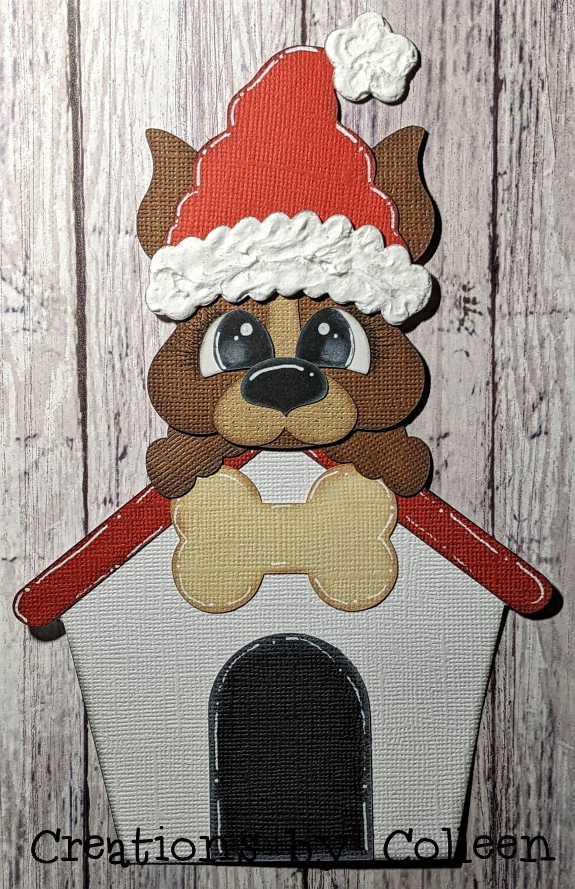 Christmas Dog Peeker Dog House Premade Paper Piecing Scrapbooking Cards ...