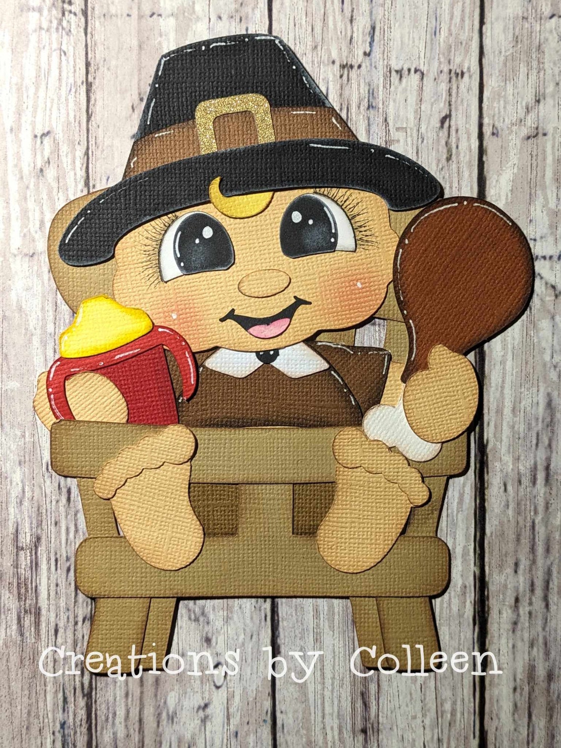 Premade Paper Piecing Baby Girl Boy First Thanksgiving Turkey Ay ...