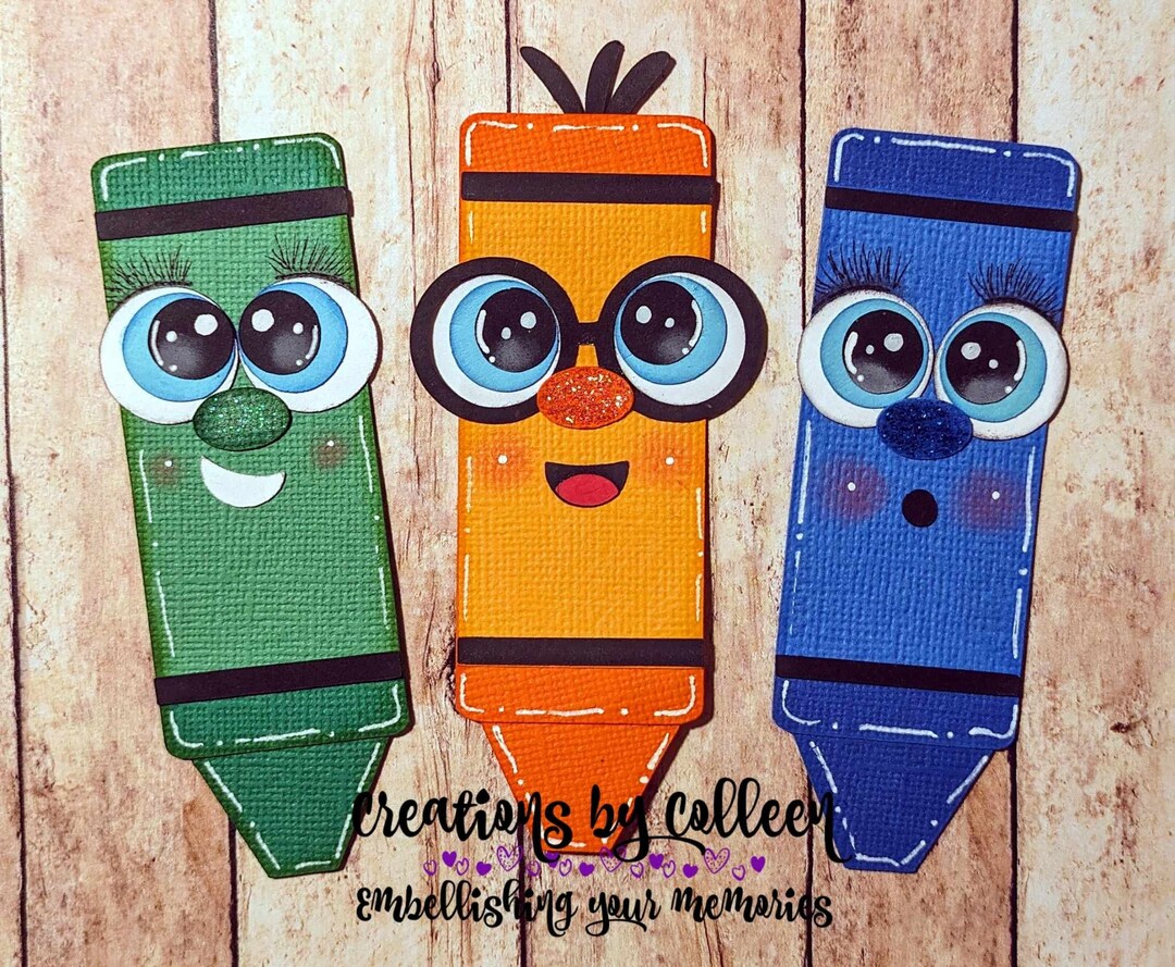 Set of 3 Crayons Premade Paper Piecing YOU CHOOSE COLORS Scrapbooking ...