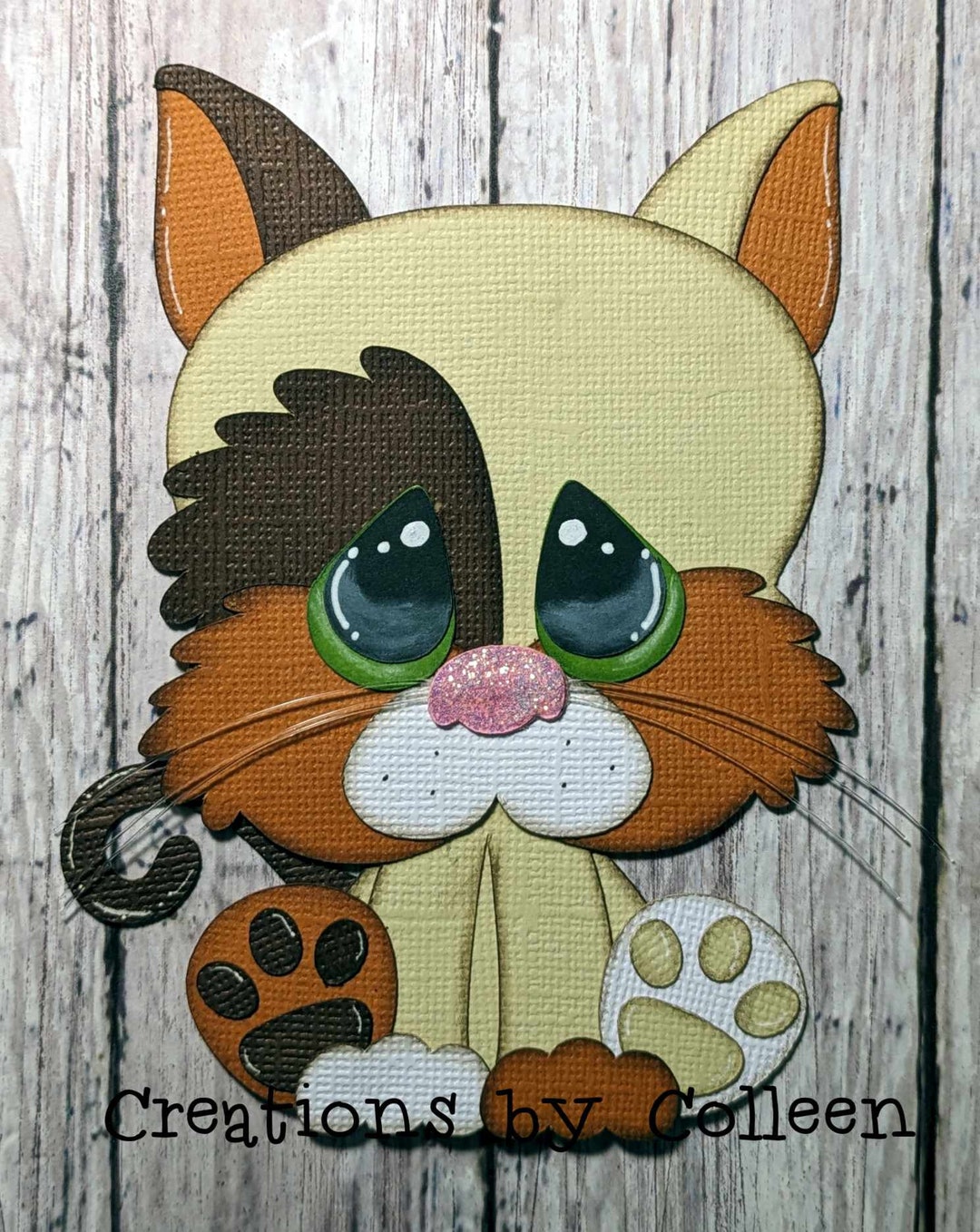 Premade Paper Piecing Calico Cat Boy Girl Scrapbooking Cards Creations ...