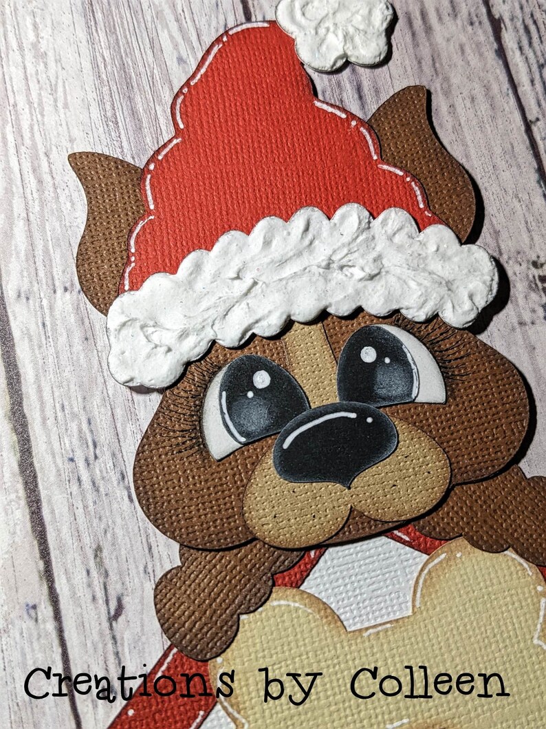 Christmas Dog Peeker Dog House Premade Paper Piecing Scrapbooking Cards ...