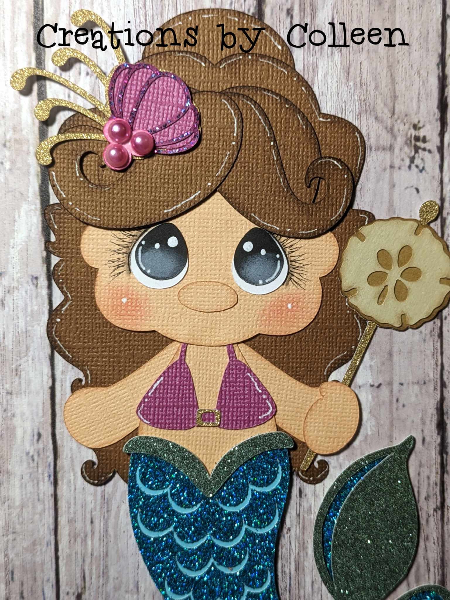 Premade Paper Piecing for Scrapbooks Girl Mermaid Princess Ocean Life ...