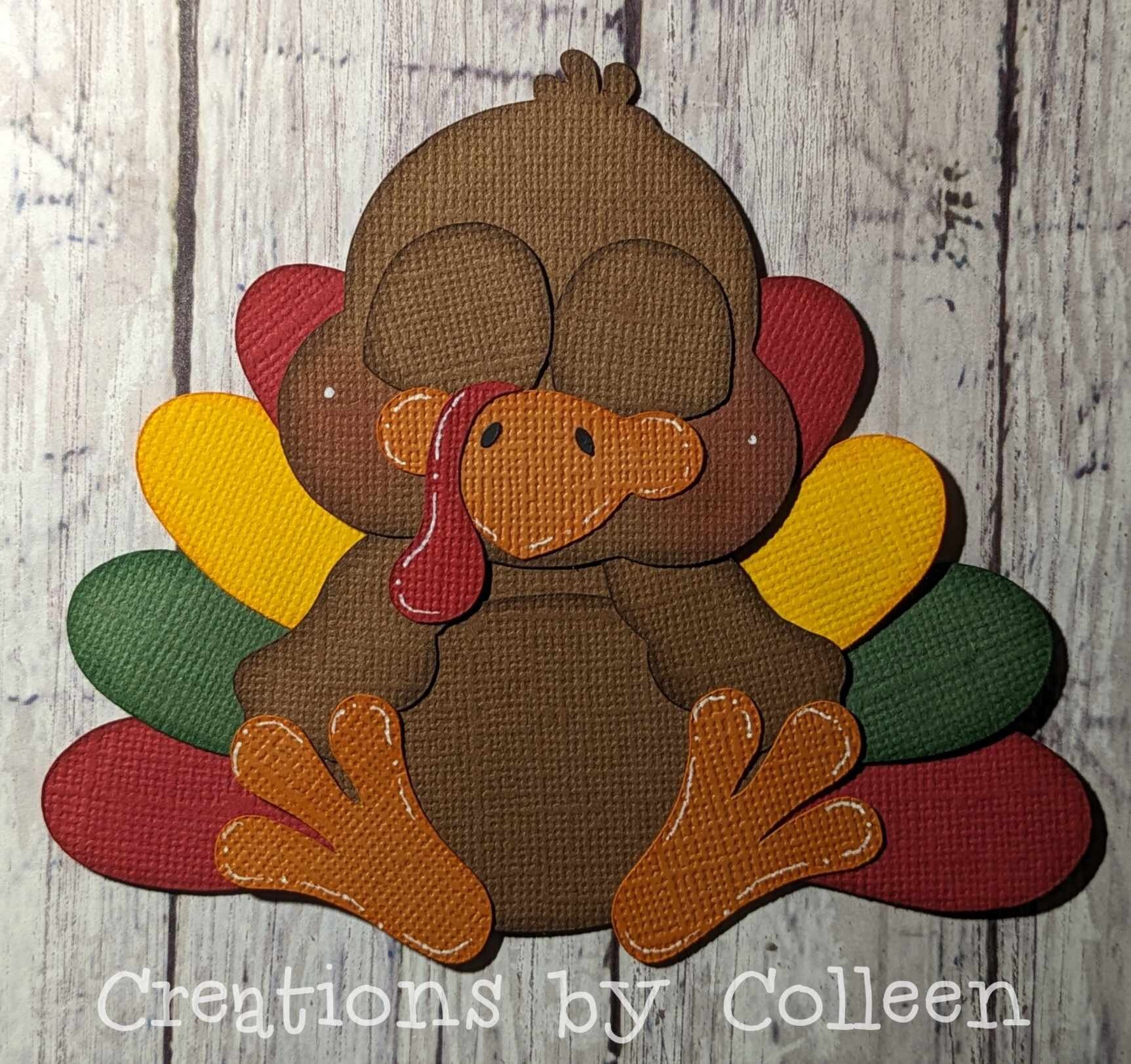 Premade Paper Piecing Sleeping Turkey Thanksgiving Scrapbooks Die Cuts ...