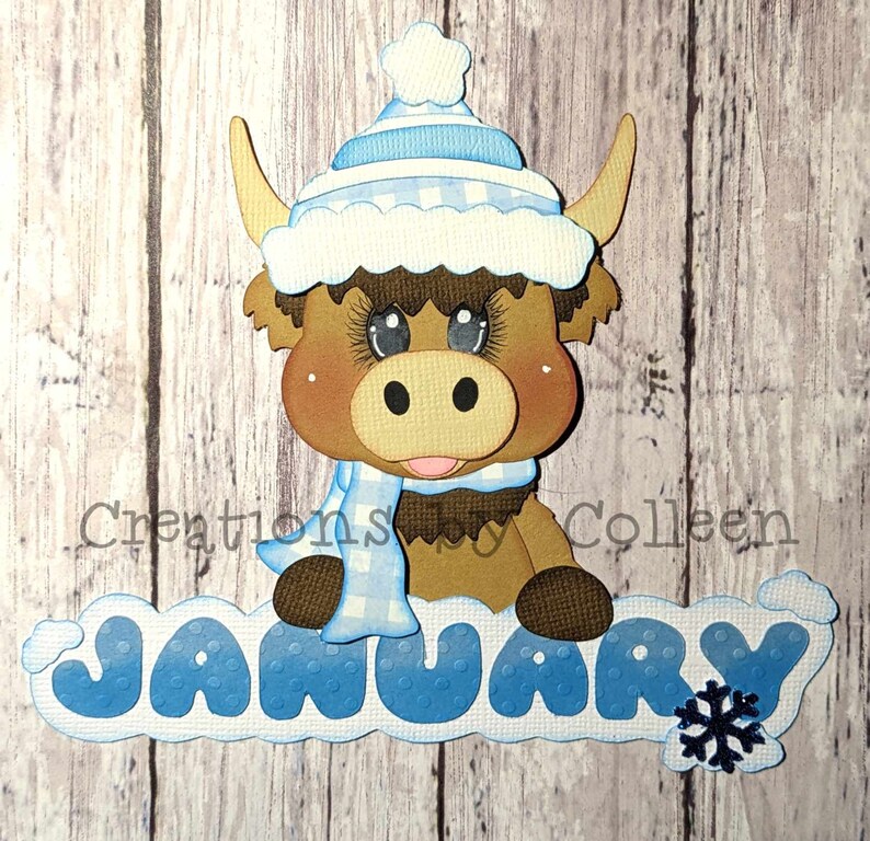 Highland Cow Paper Piecing: January Scrapbook Embellishment - Etsy