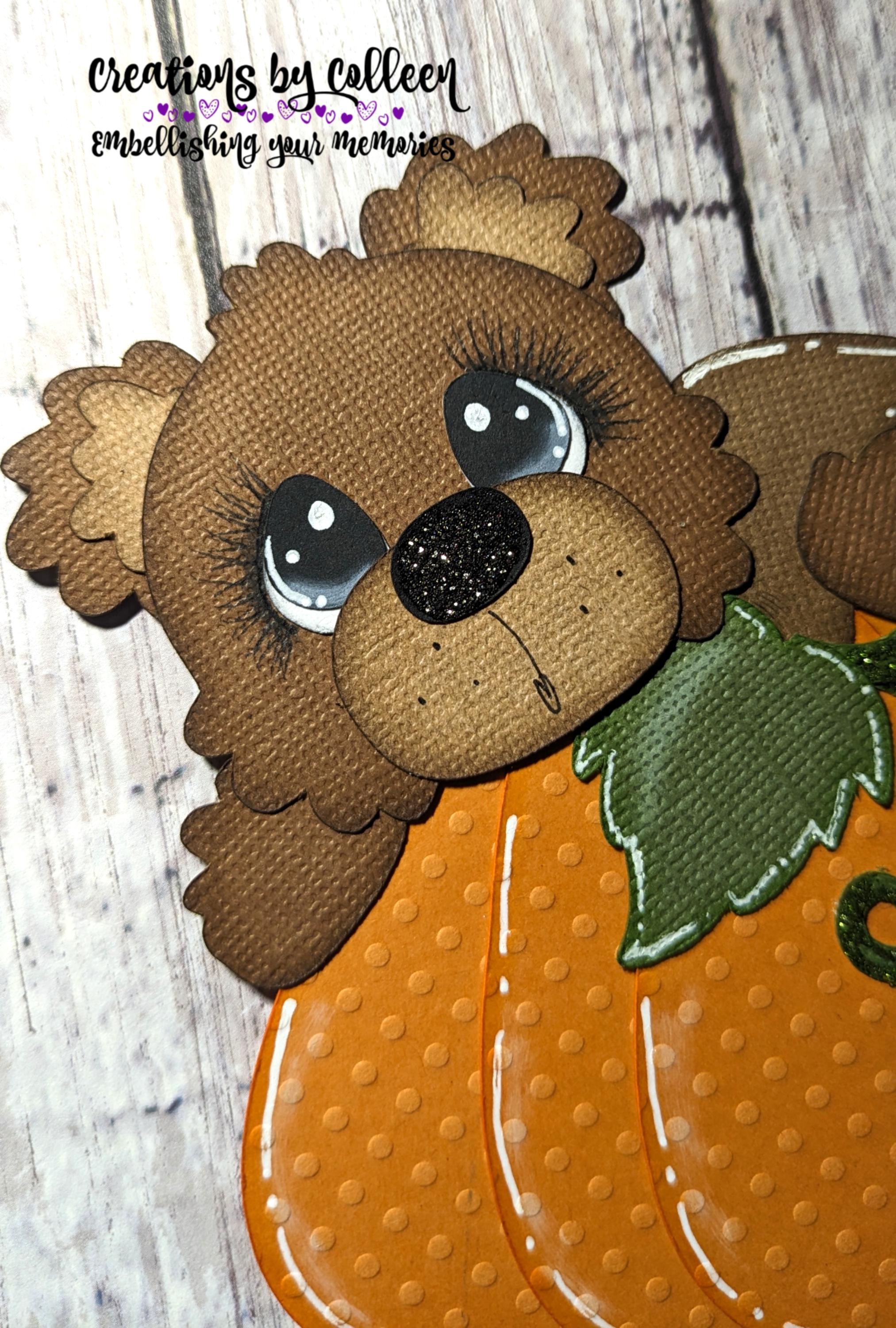 Pumpkin Peeking Bear Fall Boy Girl Premade Paper Piecing Scrapbooking ...