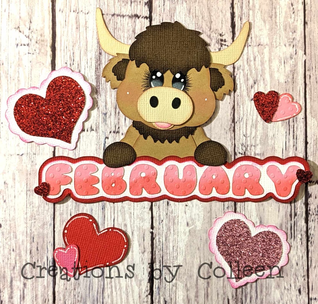 Highland Cow February Scrapbook Embellishment, Paper Piecing - Etsy