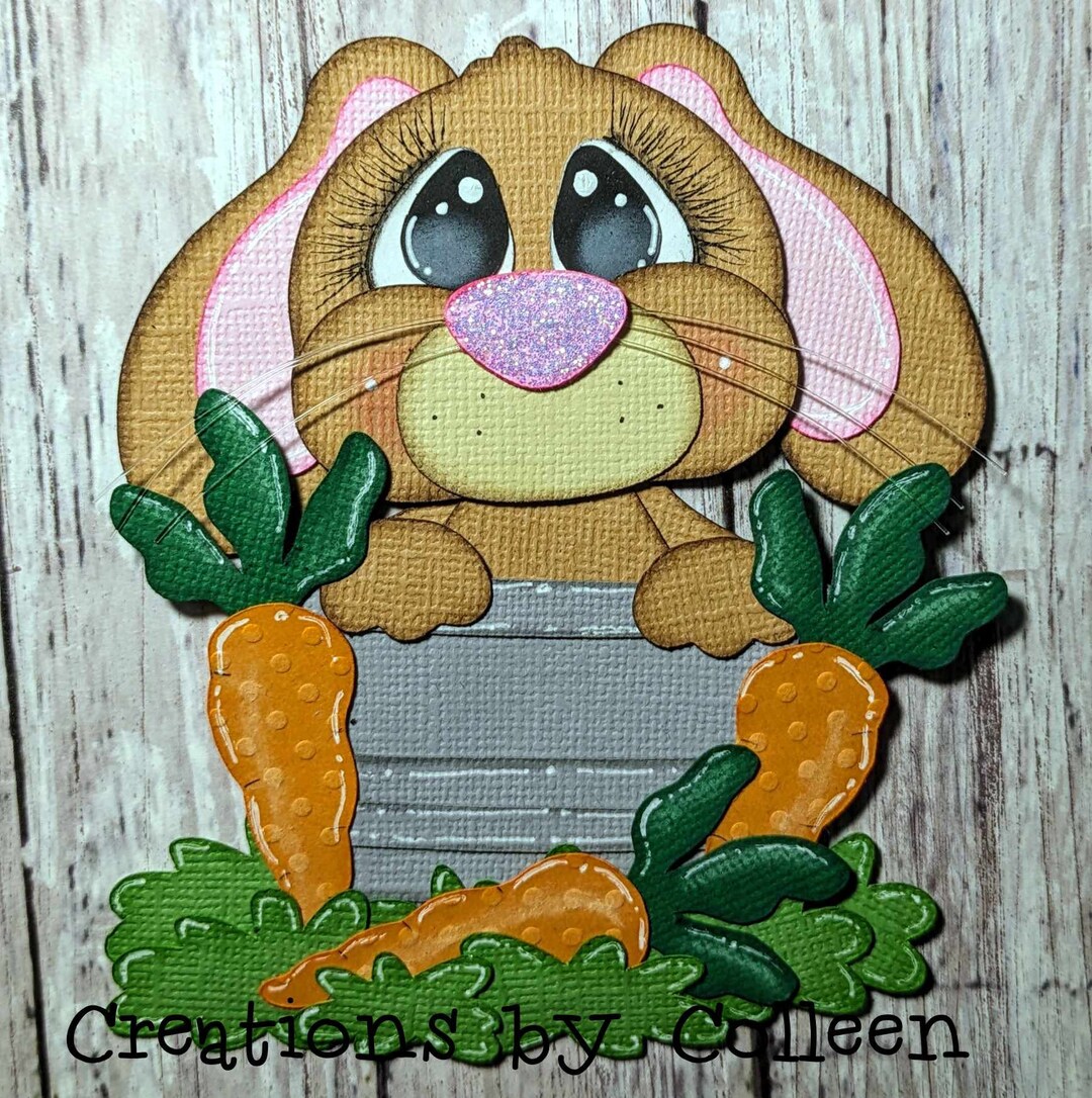 Easter Premade Paper Piecing Bunny Carrots for Scrapbooking Cards ...