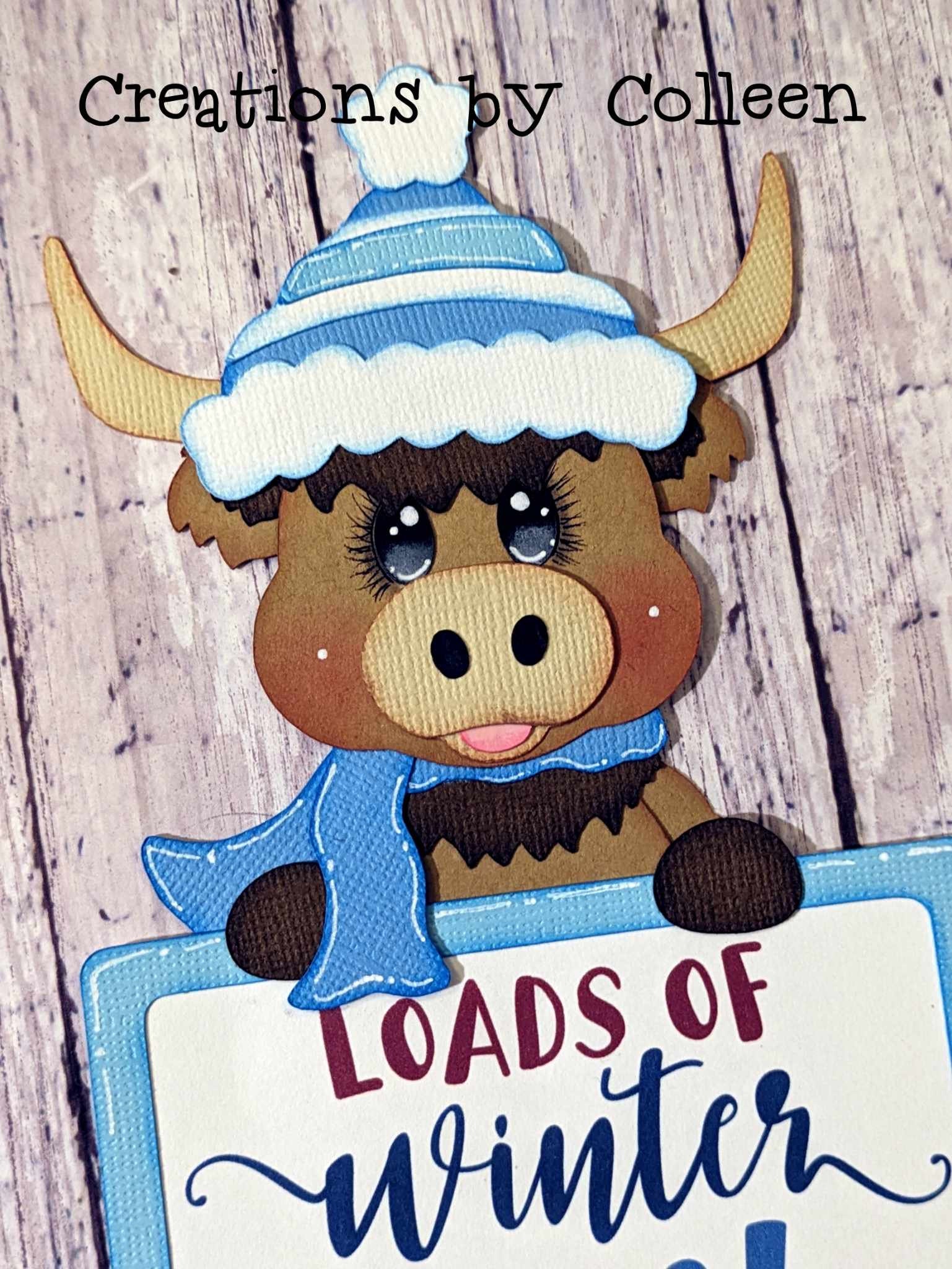 Highland Cow Winter Premade Paper Piecing Title Card Scrapbooking Card ...
