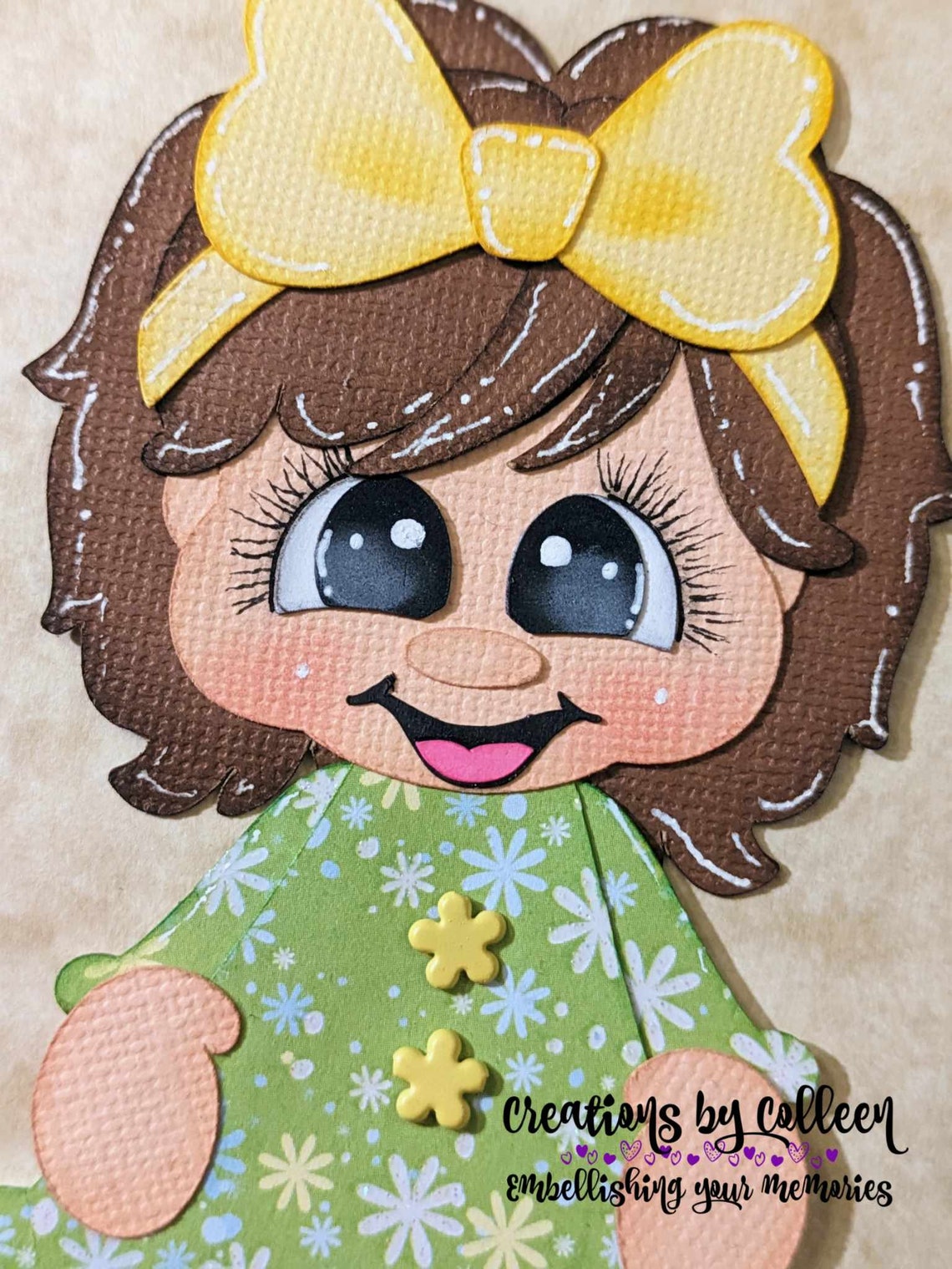 Premade Paper Piecing Little Girl Dress Kids Embellishment for ...