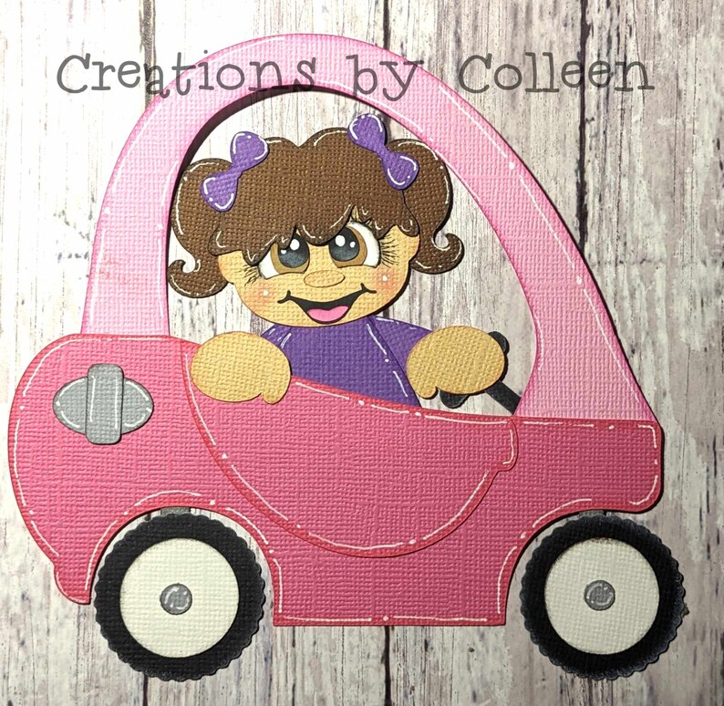 Premade Paper Piecing Girl Little Car Kids Embellishment for ...