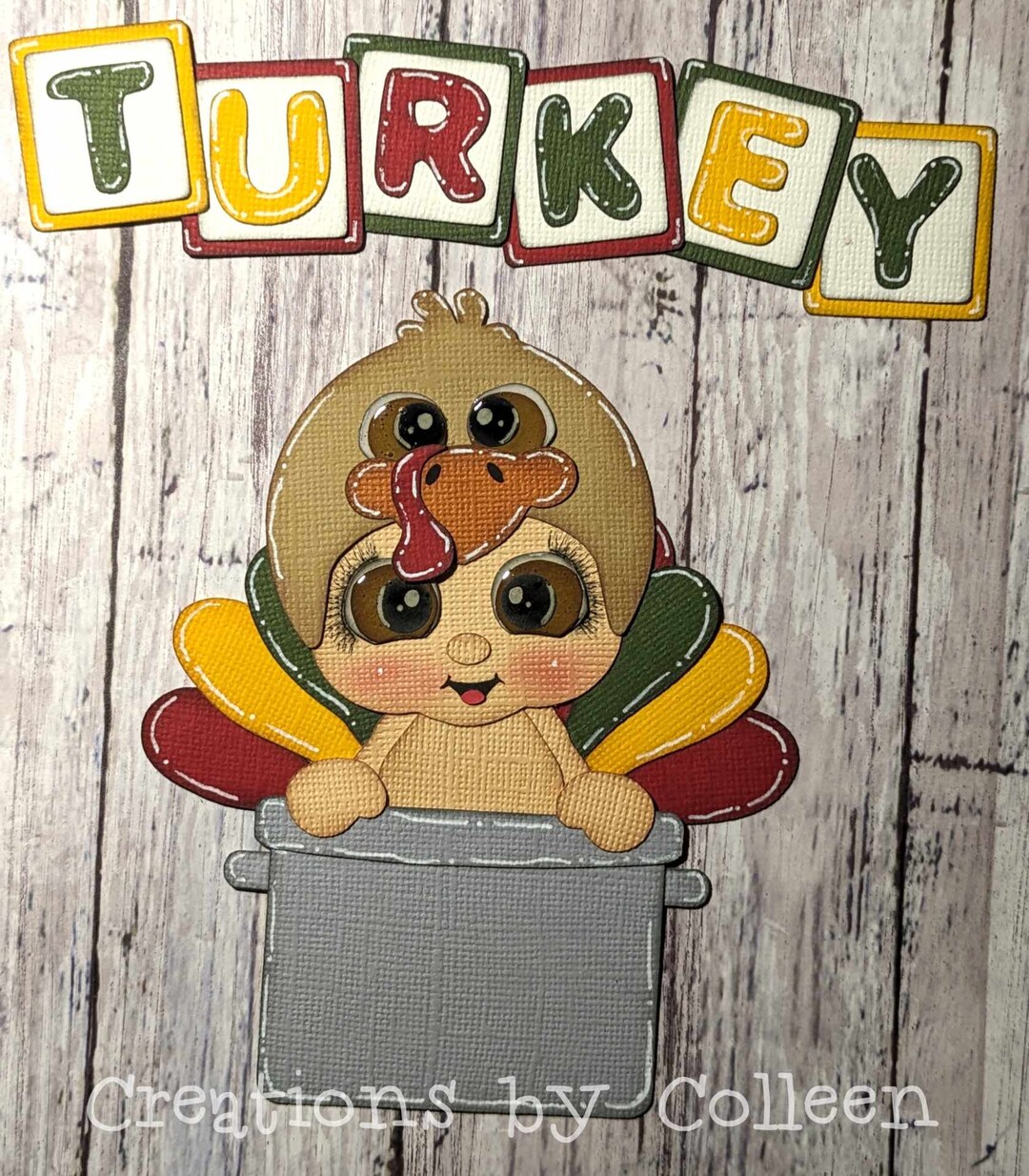 Premade Paper Piecing Baby Girl Boy First Thanksgiving Turkey Title ...