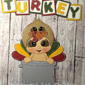 Premade Paper Piecing Baby Girl Boy First Thanksgiving Turkey Title ...