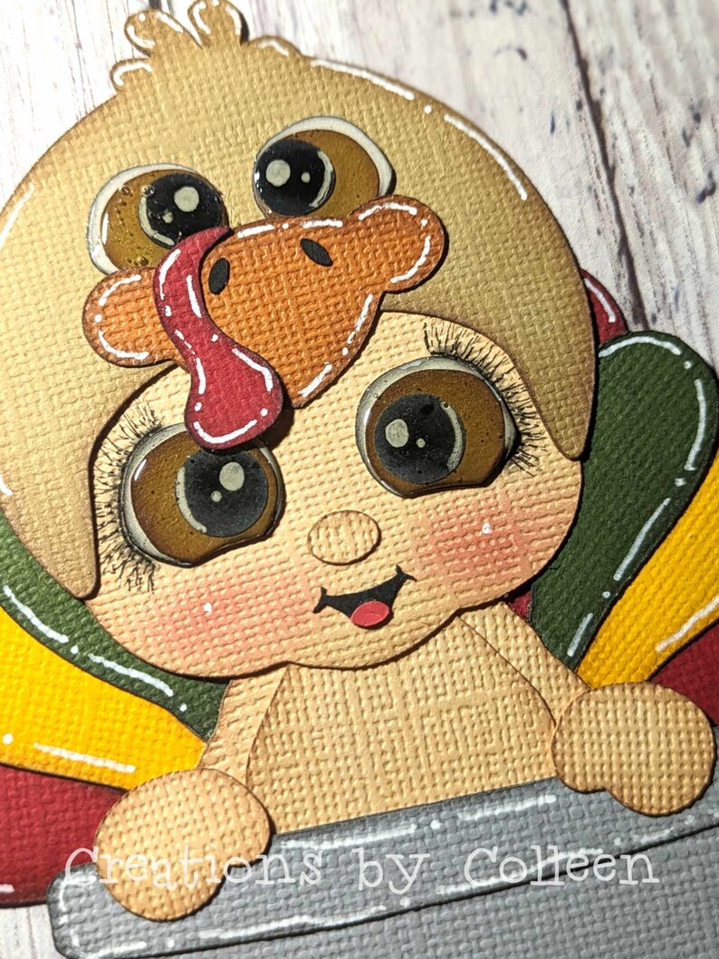Premade Paper Piecing Baby Girl Boy First Thanksgiving Turkey Title ...