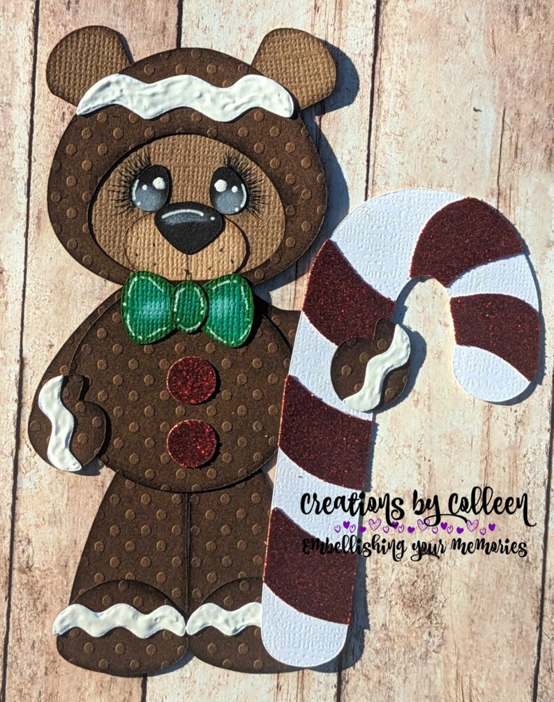 Premade Paper Piecing Ginger-bear Christmas Embellishment for ...