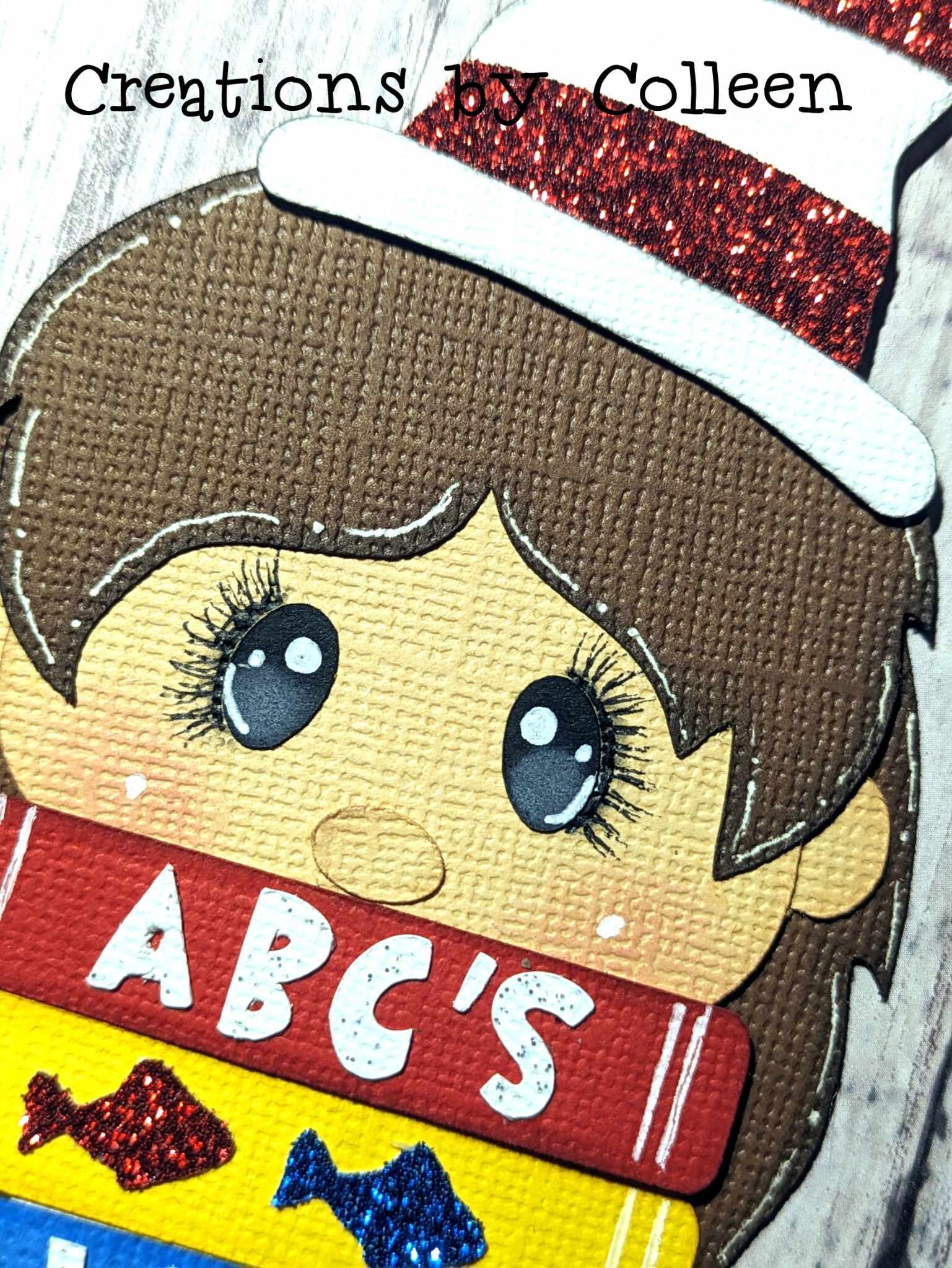 Premade Paper Piecing Girl in a Hat Reading Books Embellishment for ...