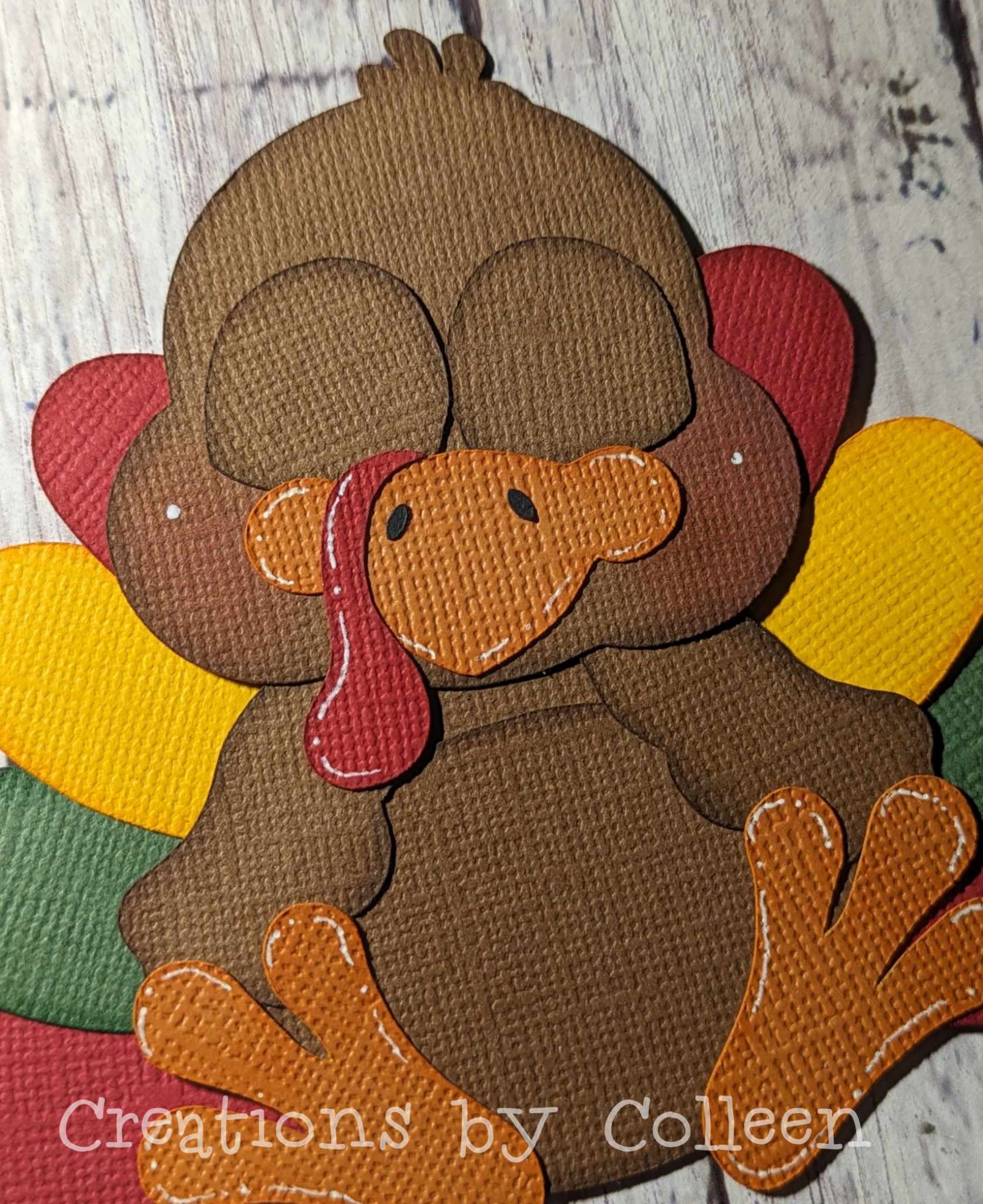 Premade Paper Piecing Sleeping Turkey Thanksgiving Scrapbooks Die Cuts ...