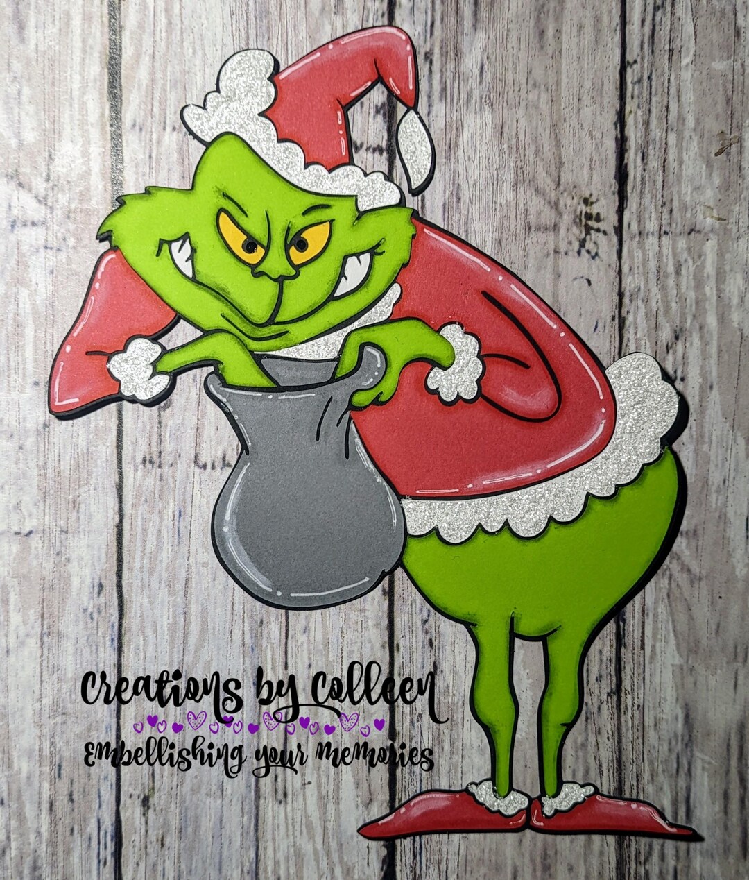 Christmas Grouch Green Grouch Die Cut Premade Paper Piecing ...