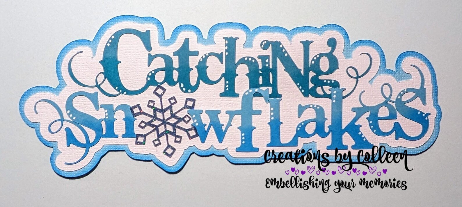 Catching Snowflakes Premade Title Winter Paper Piecing Scrapbooking ...