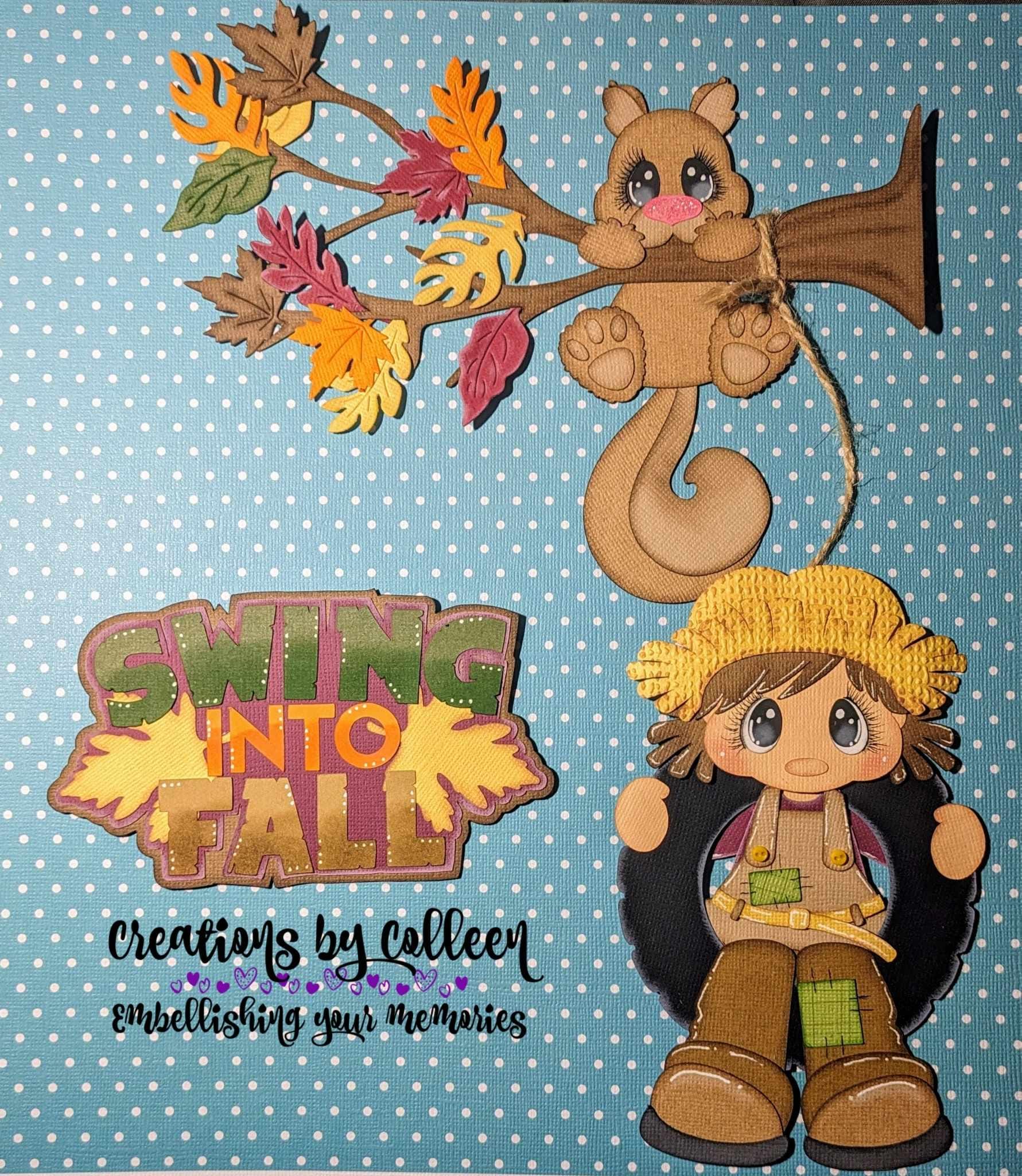 Swing Into Fall Premade Paper Piecing Set With Title Girl Scrapbooking ...