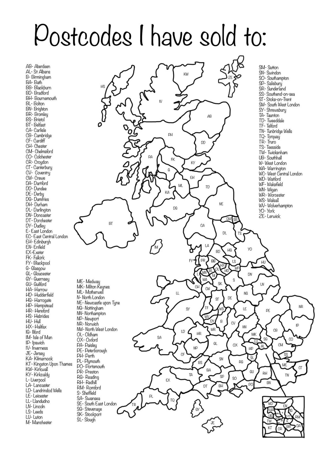 Mapa de pedidos / Mapa de códigos postales del Reino Unido / Descargar ...
